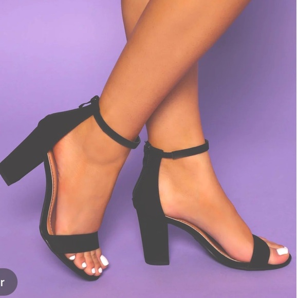 Shoes | Classic Black Ankle Strap Block Heels Work Heels Party Heels ...
